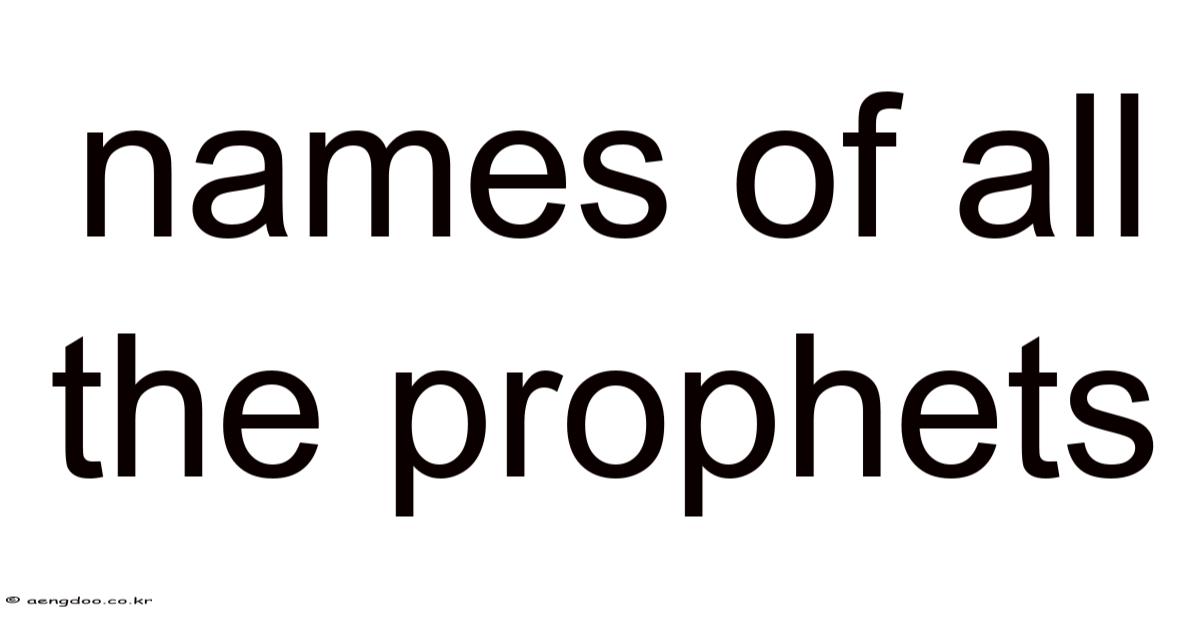 Names Of All The Prophets