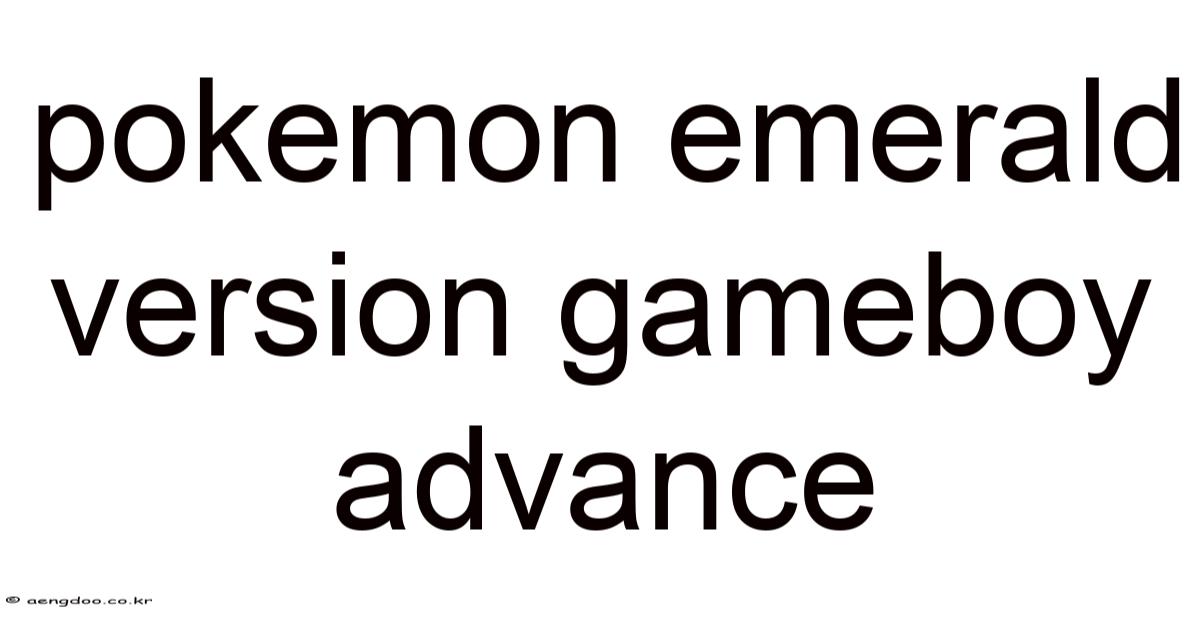 Pokemon Emerald Version Gameboy Advance